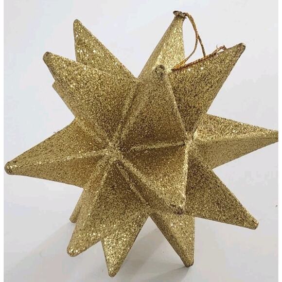Unbranded | Holiday | Gold Glitter 3d Star Christmas Tree Ornament ...